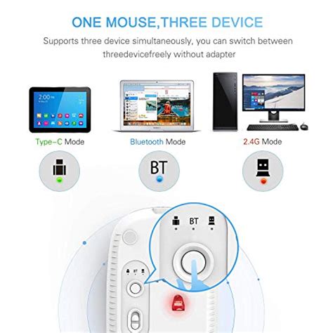 VssoPlor Bluetooth Wireless Mouse Easy Switch To 3 Device Rechargeable Type C Mouse Compatible
