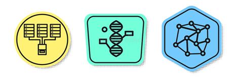 Set Line Server Data Web Hosting Dna Symbol And Neural Network