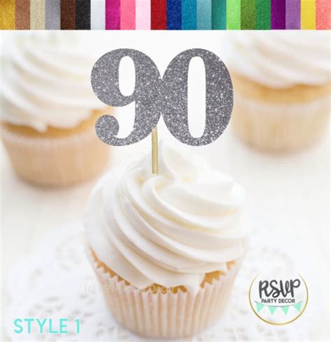 Number 90 Cupcake Toppers Ninety Food Picks 90th Birthday Decorations
