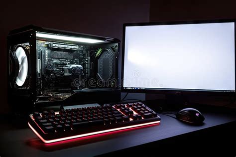 Custom Built Gaming Computer White Screen Keyboard Mouse Desktop