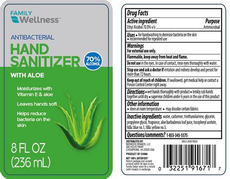 Hand Sanitizer 8oz With Aloe Vera Ethyl Alcohol 70 V V Liquid