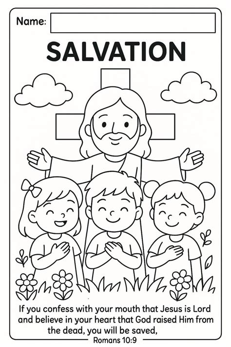 Salvation Coloring Page And Prayer Christian Sunday School Activity Pdf