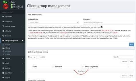 Not Working For The List Of Configured Clients In Group Management