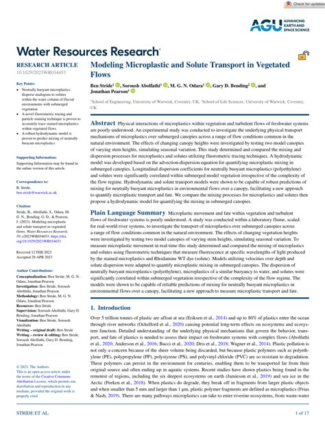Pdf Modeling Microplastic And Solute Transport In Vegetated Flows