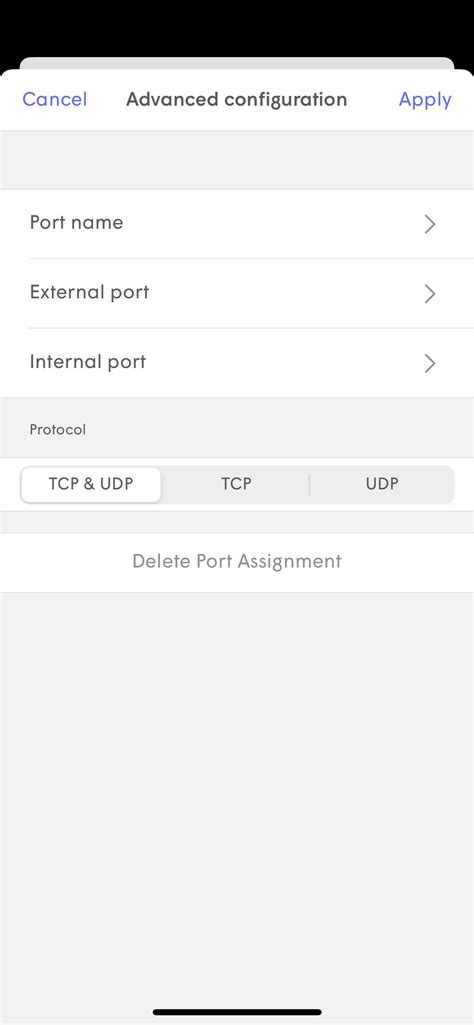 App Bug Wont Let Me Enter TCP UDP When Trying To Port Forward Old Post Said There Should Be A