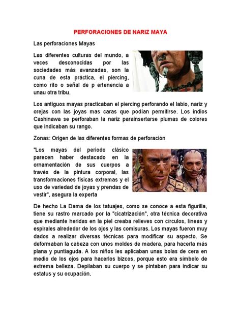 Perforaciones De Nariz En La Cultura Maya Pdf