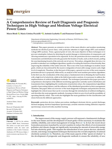A Comprehensive Review Of Fault Diagnosis And Prognosis Techniques In High Voltage And Medium