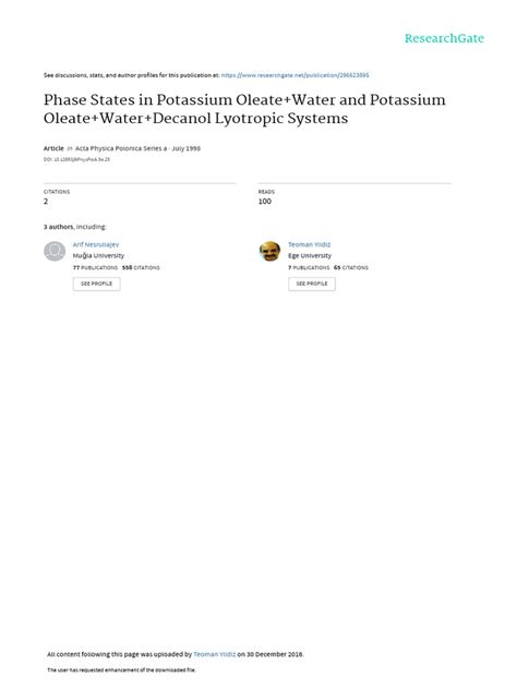Phase States In Potassium Oleatewater And Potassiu Pdf Liquid Crystal Soft Matter
