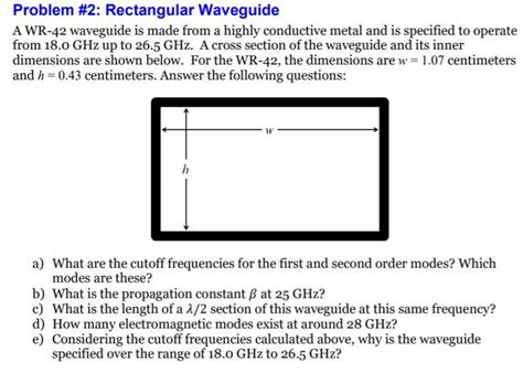 Problem 2 Rectangular Waveguide A WR 42 Waveguide Chegg Com