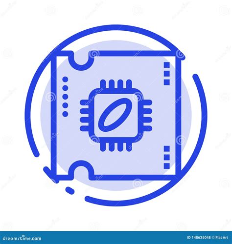 Cpu Microchip Processor Processor Chip Blue Dotted Line Line Icon Stock Vector Illustration