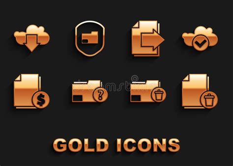 Set Unknown Document Folder Cloud With Check Mark Delete File