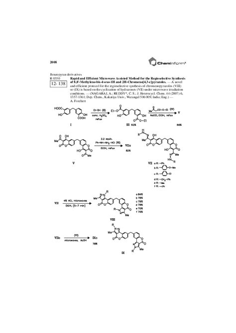 Pdf Cheminform Abstract Rapid And Efficient Microwave Assisted
