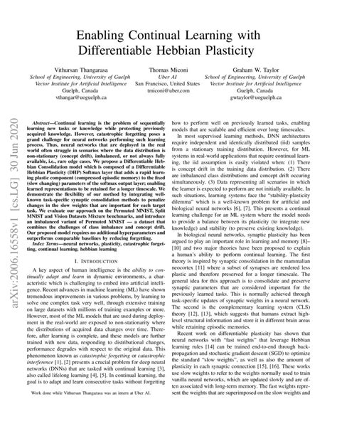 enabling continual learning with differentiable hebbian plasticity deepai