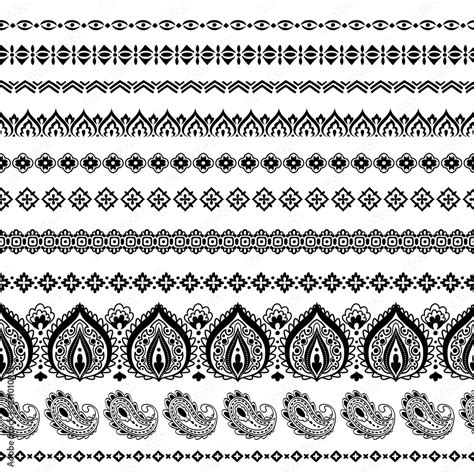 Indian Style Seamless Borders Vector Set Stock Vector Adobe Stock