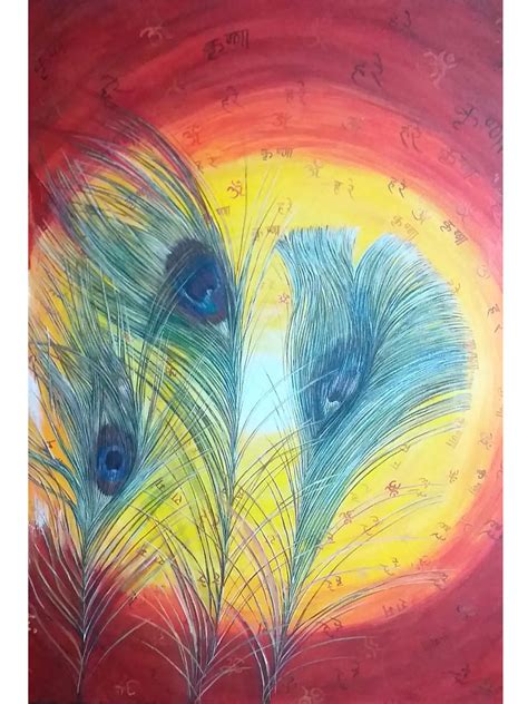 Peacock Feathers Acrylic On Canvas By Alka Sengar Without Frame