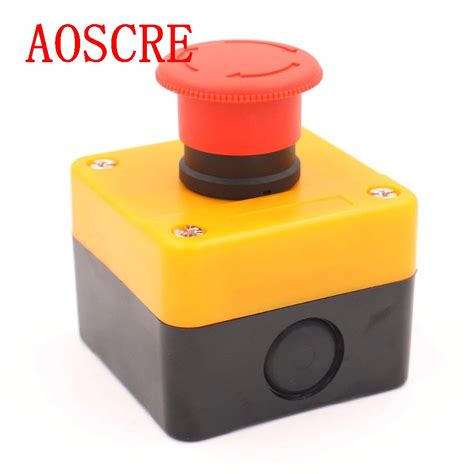 Red Sign Emergency Stop Push Button Weatherproof Pushbutton Switch 660v With Box Shopee