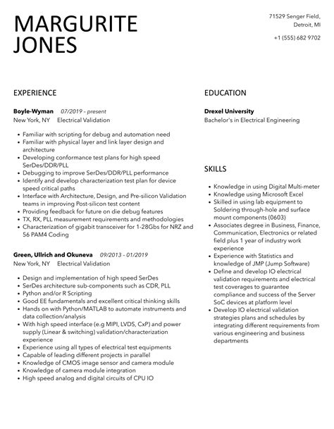 Electrical Validation Resume Samples Velvet Jobs