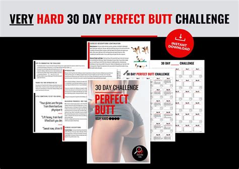 Printable 30 Day Booty Lift Challenge For Women Fitness Tracker With
