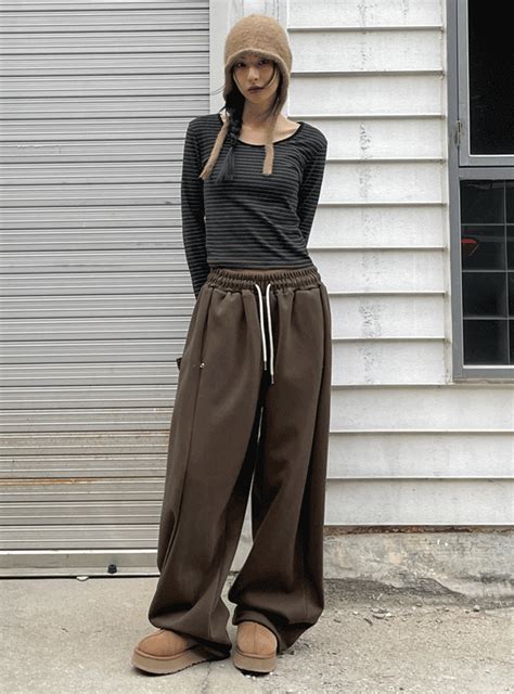 Unisex 워어럴 기모 스냅 벌룬 밴딩팬츠 데일리 바지 긴바지 롱팬츠 트레이닝 밴딩 와이드 스트레이트 캐주얼 기본 에이블리