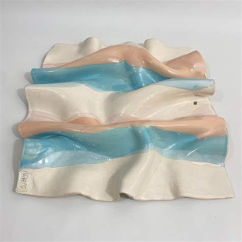 Trompe Loeil Crumpled Fabric Ceramic Wall Sculpture By Barbara Demery