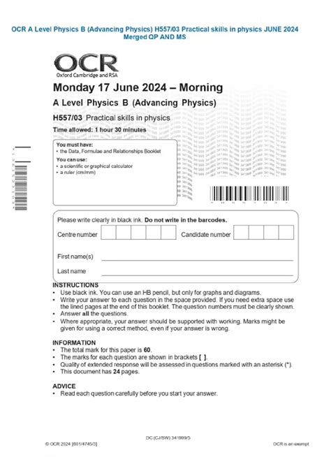 OCR A Level Physics B Advancing Physics H Practical Skills In Physics JUNE Merged