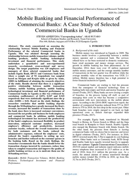 mobile banking and financial performance of commercial banks a case