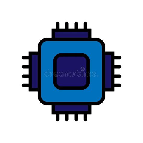Processor Line Icon Isolated On White Background Black Flat Thin Icon