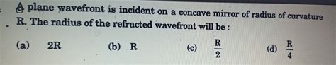 Solved A Plane Wavefront Is Incident On A Concave Mirror Of