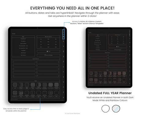 Adhd Dark Mode Planner Undated Live Love Planners