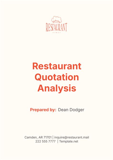 Free Restaurant Quotation Analysis Template To Edit Online