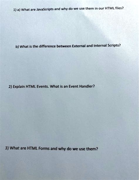 Solved A What Is The Difference Between External And Internal Scripts B Explain Html Events