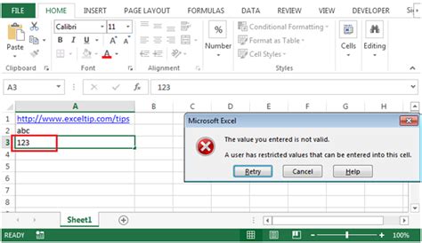 Restricting Cell Entries To Text Only In Microsoft Excel