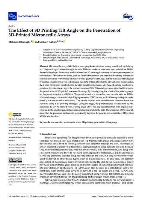 Pdf The Effect Of 3d Printing Tilt Angle On The Penetration Of 3d