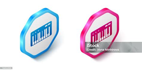 흰색 배경에 격리 된 등색 음악 신디사이저 아이콘 전자 피아노 육각 버튼 벡터 3차원 형태에 대한 스톡 벡터 아트 및 기타 이미지 3차원 형태 고전 양식 고풍스런