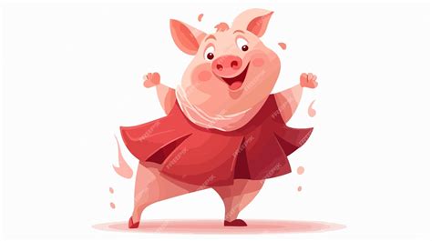 Energetic Cartoon Pig Dancing Ballet Vector Illustration Premium Ai