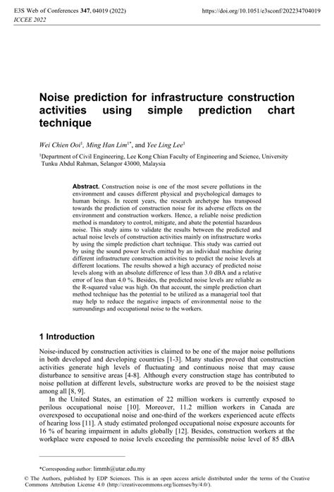 pdf noise prediction for infrastructure construction activities using