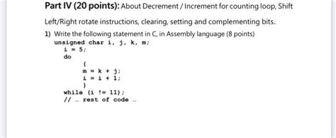 Solved Part Iv 20 Points About Decrement Increment For