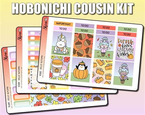 Hello Autumn Hobonichi Cousin Sticker Kit