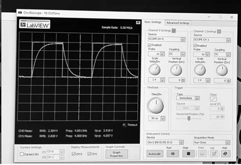 Oscilloscope NI ELVISmx Basic Settings Advanced Settings LabVIEW Sample Rate MS S