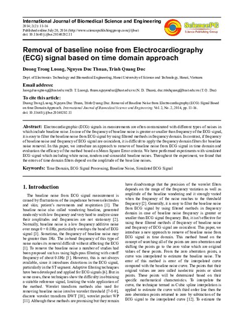 Pdf Time Domain Method For Ecg Noise Removal