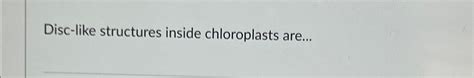 Solved Disc Like Structures Inside Chloroplasts Are