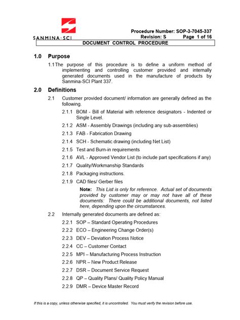Sop 3 7045 337 Rev S Document Control Procedure Pdf Enterprise