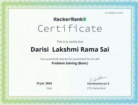 Lakshmi Rama Sai Darisi On Linkedin Hackerrank Problemsolving
