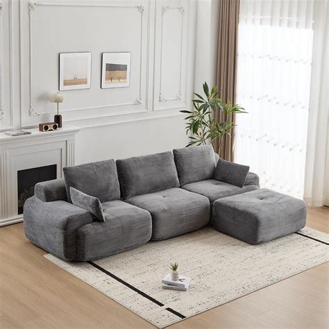 Modular Sectional Sofa Grey Boneless Sofa Couch Cloud Sectional