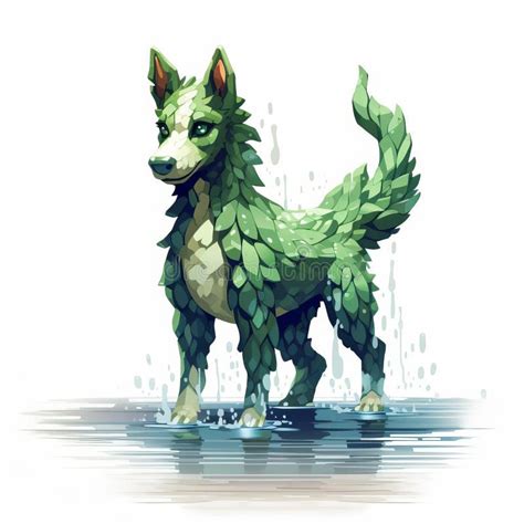 Mystical Kelpie Sprite Emerges From Serene Water Scene Stock