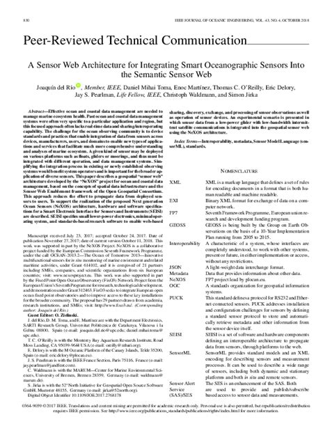 Pdf A Sensor Web Architecture For Integrating Smart Oceanographic