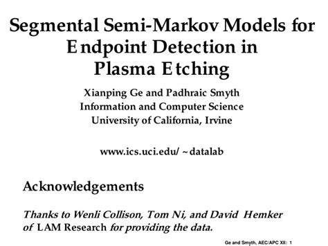 Ppt Segmental Semi Markov Models For Endpoint Detection In Plasma Powerpoint Presentation