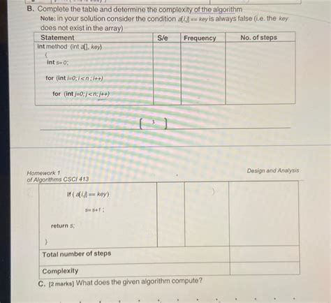 Solved B Complete The Table And Determine The Complexity Of Chegg