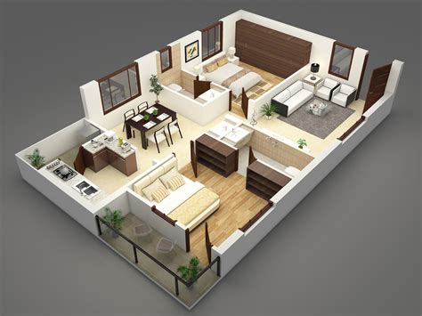 2 Floor House Plan 3d