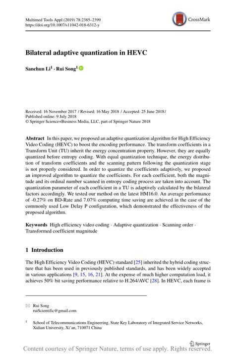 Bilateral Adaptive Quantization In Hevc